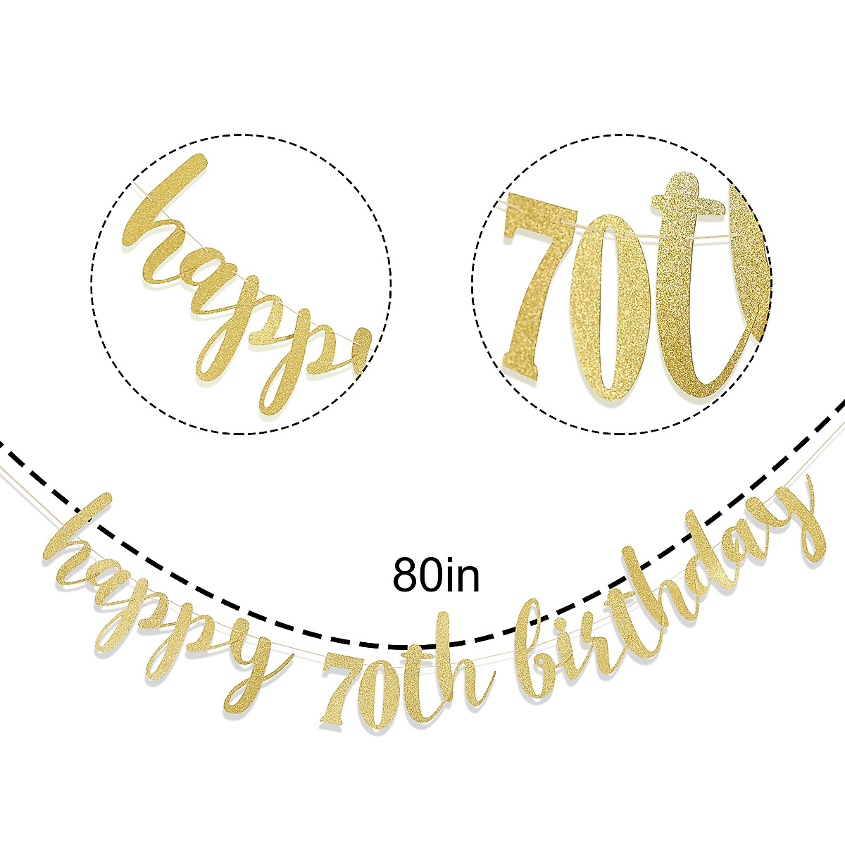 Happy 70th Birthday Banner - 70th Birthday Banner,70 Banner Gold,70th Anniversary Banner Gold,70th Birthday Banner for Women/men,happy 70th Birthday Banner Party Decorations