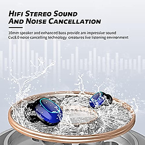 Wireless Earbuds Bluetooth 5.2 in-Ear Headphones Built-in Mic, Noise Cancelling Stereo Bass Ear Buds for iPhone Android, 100H Playtime Earphones auriculares bluetooth inalambricos Blue, Touch Control