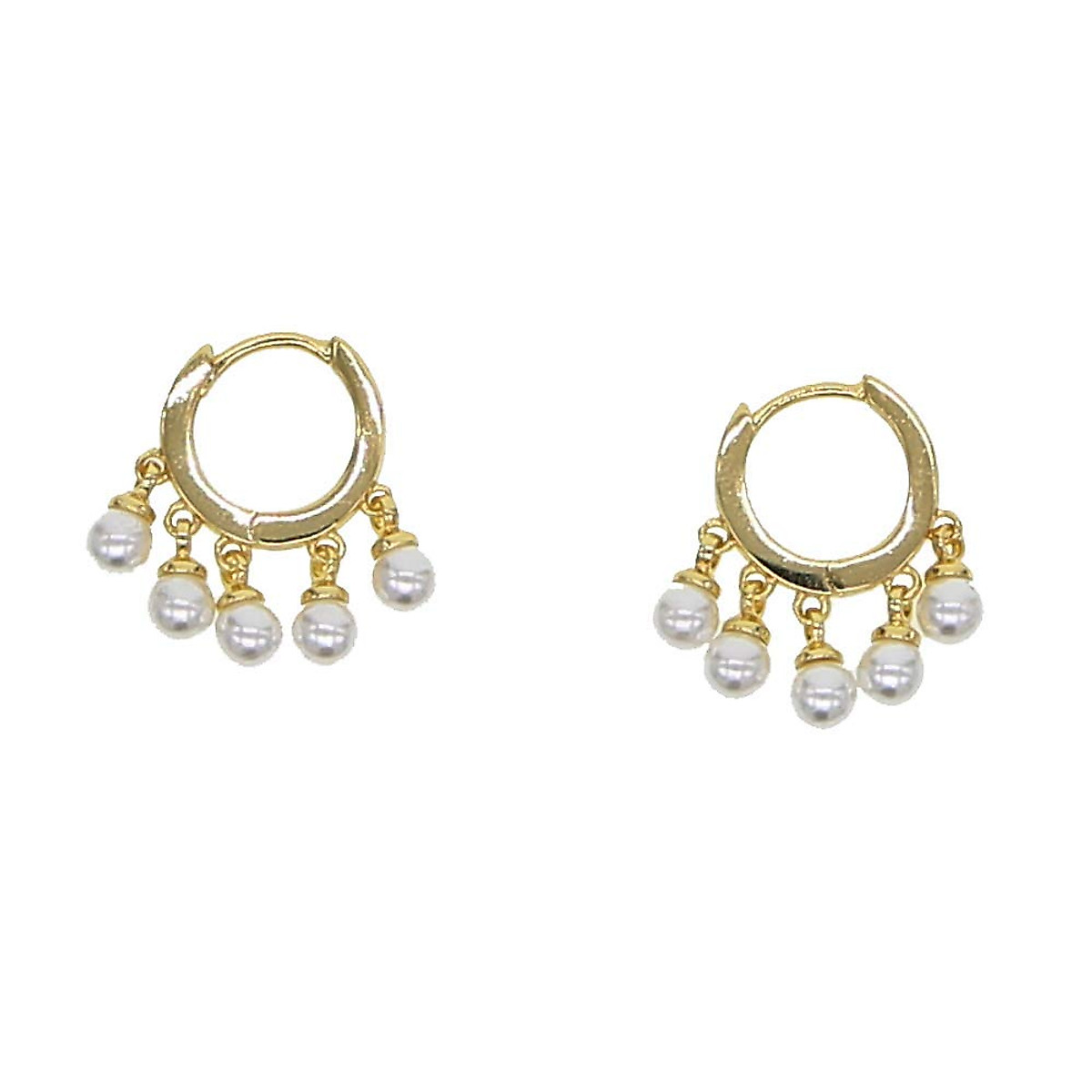 ATJMLADYJEWELRY 5 Pcs Fresh Sea Pearl Beads Elegance Fashion Women Water Pearl Charm Hoop Earring (Gold)