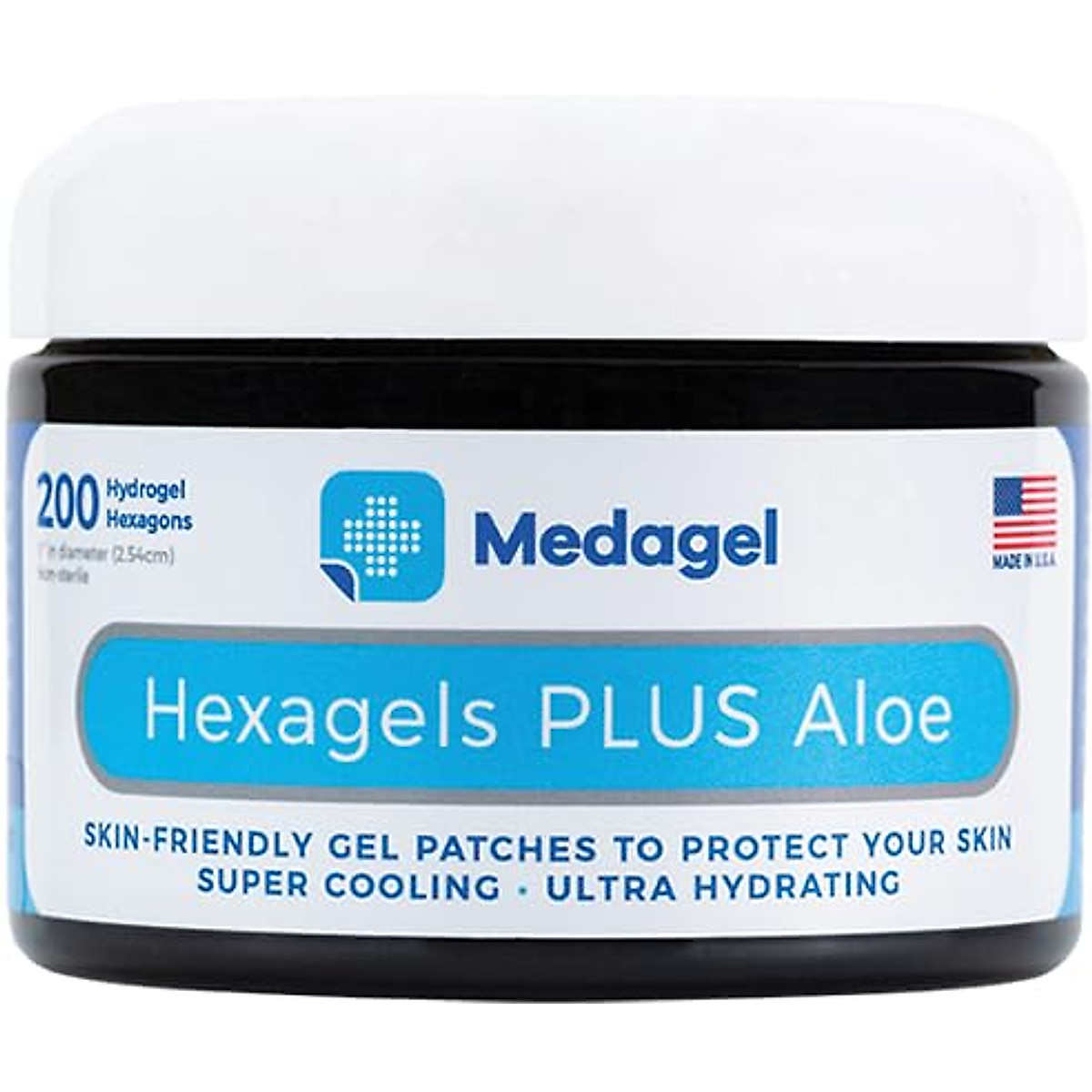 Medagel Hexagels Plus Aloe Vera - Hydrogel Pads Protection & Treatment | Blister Prevention | Instant Cooling and Soothing Relief of Skin Irritations | 200ct Hexagon Pads (Original Formula)