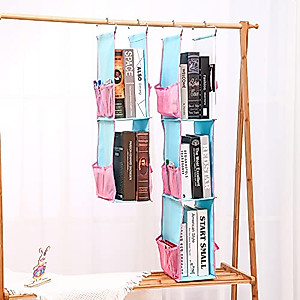 Yetene 2 Pieces Hanging Locker Accessories Shelves Includes 3 Shelf Hanging Locker Organizer and 2 Shelf Hanging Locker Organizer for School Teens Work Gym Closet Lock (Pink, Blue)