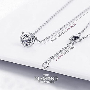 1/5 cttw AGS Certified Diamond Necklace for Women Brilliant-Cut Diamond Bezel-Set Necklace in White Gold (K-L Color, I2-I3 Clarity) - 16" 2" Extender