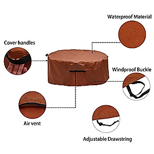 Round Patio Furniture Covers, 74" Dia Outdoor Furniture Covers, Waterproof Outdoor Table Cover, Fire Pit Cover Outdoor Round Table Dining Set Cover Anti-Fading Cover for Outdoor Furniture Set