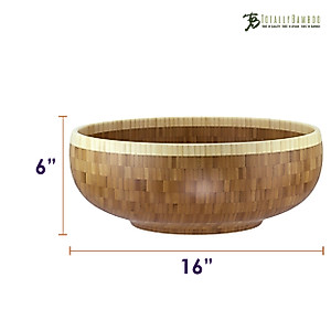 Totally Bamboo Classic Extra-Large Bamboo Serving Bowl, 16" x 16" x 6"