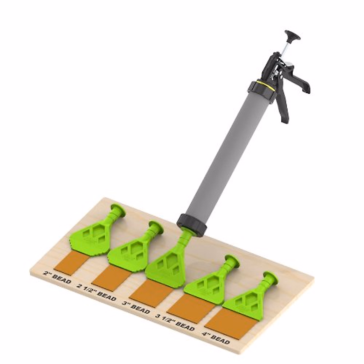 Albion Engineering Company 1018-G01 Ribbon Bead Nozzle for Dispensing Vapor and Air Barrier Sealants, Adjustable, 1/8" Thick x 2" to 4" Wide, Bright Green