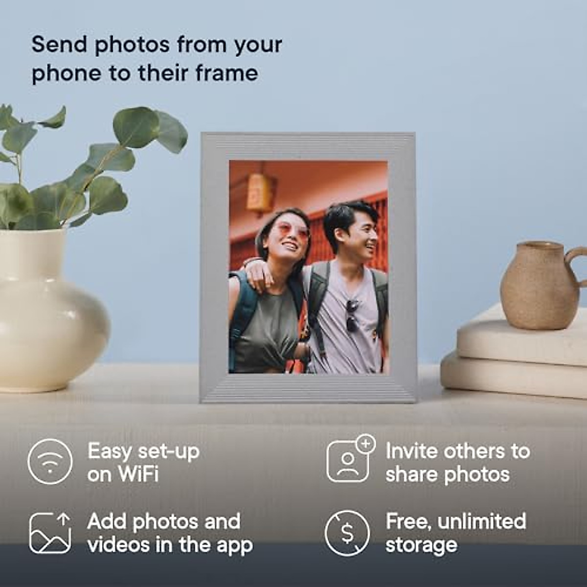 Aura Mason Luxe WiFi Digital Picture Frame | The Best Digital Frame for Gifting | Send Photos from Your Phone | 2K Display | Quick, Easy Setup in Aura App | Free Unlimited Storage | Sandstone