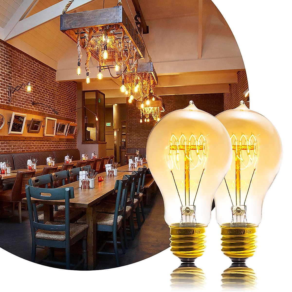 Sevici Edison Bulbs, A19 Bulbs 6 Pack, Dimmable 120V 40W Vintage Amber Glass, 240 Lumens E26 Base, Retro StyleIncandescent Bulbs, 2200K Warm Yellow Light, for Home Office Desk Lamp Stand