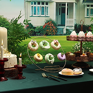 4 Pack Metal Donut Wall Display Stands Set, Reusable Doughnut Bagel Holder Gold Round Donuts Stand Rack Display Holds up 10cm 24 Donuts for Dessert Display Table Treat Parties Decorations