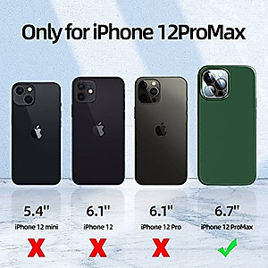 Dssairo [5 in 1 for iPhone 12 Pro Max Case 6.7 inch, with 2 Pack Screen Protector + 2 Pack Camera Lens Protector, Liquid Silicone Ultra Slim Shockproof Protective Phone Case (Alpine Green)