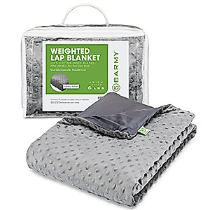 BARMY Weighted Lap Blanket (48"x24", 6lbs) Weighted Lap Pad with Removable Cover for Adults, Teens and Kids, Cotton Inner Blanket, Weighted Throw Blanket - Cool Gray