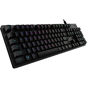 Logitech G512 Lightsync RGB Mechanical Gaming Keyboard, Carbon English Layout GX Blue Switch, Brushed Aluminum Case, USB Pass Through, 920-008936 (Renewed)
