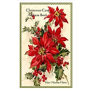 Christmas Card Address Book Spiral with A-Z Tabs Frame Poinsettia Personalized Gift