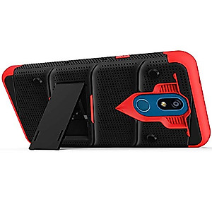 ZIZO Bolt Series LG K40 Case | Military-Grade Drop Protection w/ Kickstand Bundle Includes Belt Clip Holster LG Harmony 3 Black Red