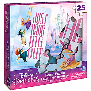Disney Princess, 25-Piece Jigsaw Foam Squishy Puzzle Just Hanging Out Rapunzel Mulan Merida, for Kids Ages 4 and up