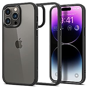 Spigen Ultra Hybrid Case for iPhone 14 Pro Max [Anti-Yellowing] Case Mobile Phone Case Protective Cover Transparent Thin Slim Matte Black