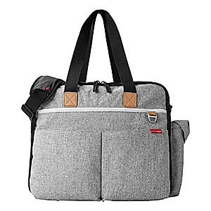 Skip Hop Diaper Bag: Iconic Duo Weekender, Extra Large Capacity with Changing Pad & Stroller Attachment, Grey Melange