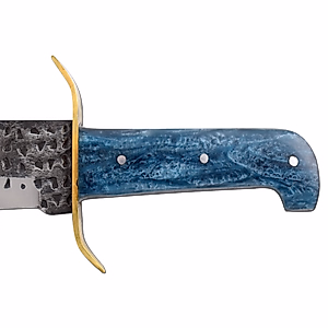 Wild Turkey Handmade 15'' Fixed Blade Hunting Knife w/Leather Sheath (Blue)