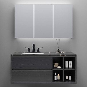 WOWOW Widespread Bathroom Faucet 3 Hole Black Widespread Faucet 8 Inch Center Bathroom Faucets Pop Up Drain Assembly Vanity Faucet Double Handle High Arc Lavatory Bathroom Basin Faucet Sink Faucets