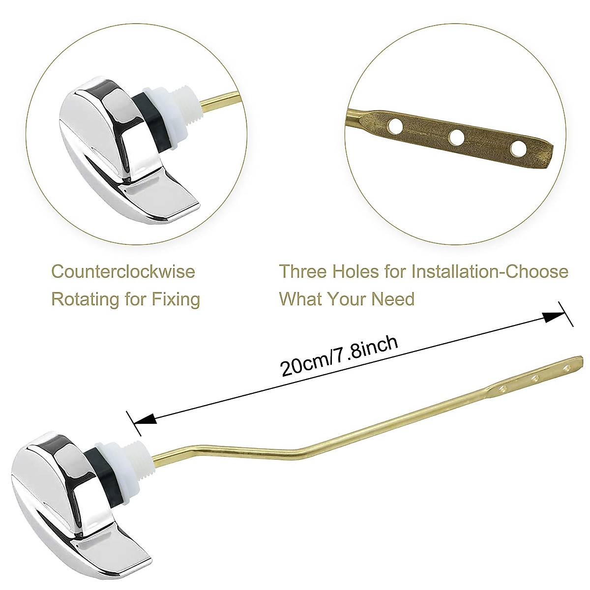 NCWIND Toilet Flush Lever Handle Universal Toilet Handle Replacement for Toilet Tank (Side Mount)