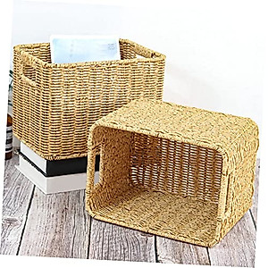SOESFOUFU Fruit Baskets for Storage Basket for Table Woven Basket for Blankets Home Organizer Khaki Pp