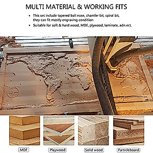 SpeTool CNC Router Bits Carving Set for Wood Profile V Groove Engraving Solid Carbide 1/4 Inch Shank