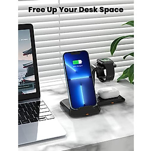 Wireless Charger，3 in 1 Wireless Charger Station for Apple iPhone/iWatch/Airpods,iPhone 14,13,12,11 (Pro, Pro Max)/XS/XR/XS/X/8(Plus),iWatch 7/6/SE/5/4/3/2,AirPods 3/2/pro