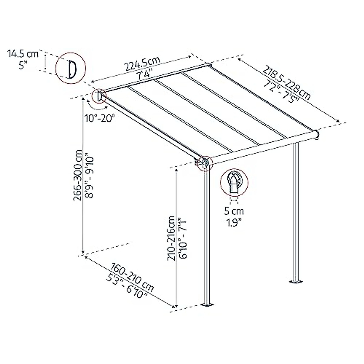 Palram - Canopia Sierra 8' x 8' Patio/Door Cover - White