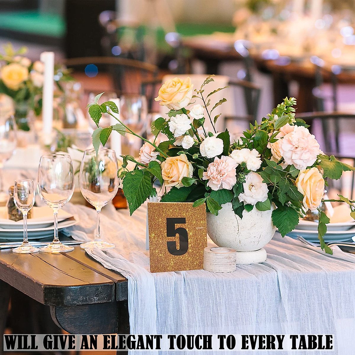 Table Numbers, 20 Pcs Wedding Table Numbers, Gold Double-sided Plastic Table Signs Seat Numbers for Wedding Reception Party Birthday Anniversary Catering Banquet Restaurant Event Decor,1-20