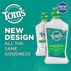 Tom's of Maine Natural Wicked Fresh! Alcohol-Free Mouthwash, Cool Mountain Mint, 16 oz. (Packaging May Vary)
