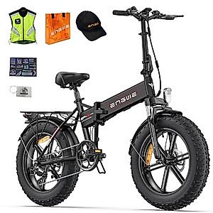 Bluehut ENGWE EP-2-PRO Folding Electric Bike for Adults 750W 25MPH 4h Fast Charge 48V 13AH Removable Battery with 20"*4.0" Fat Tire 7 Speeds Ebikes for Commuting, Off Road, Black (US Warehouse)