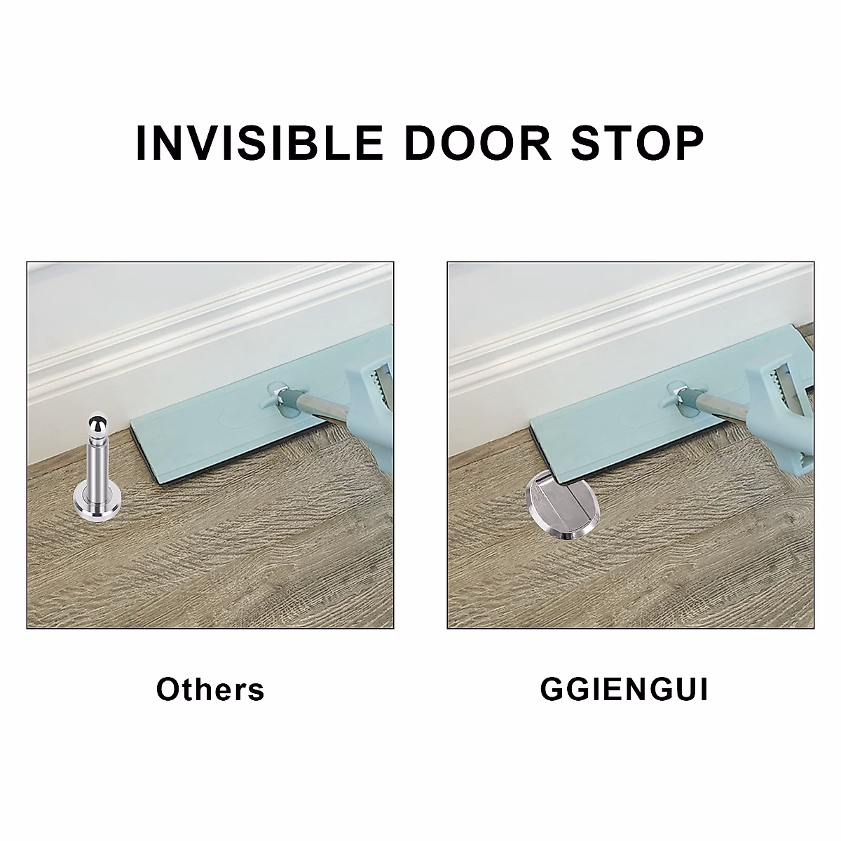 GGIENRUI Magnetic Door Stopper Floor Door Stop Magnetic Heavy Duty Door Holder for Keep Door Open with 3M Self Adhesive and Conceal Screw Mount, 1pcs, Silver