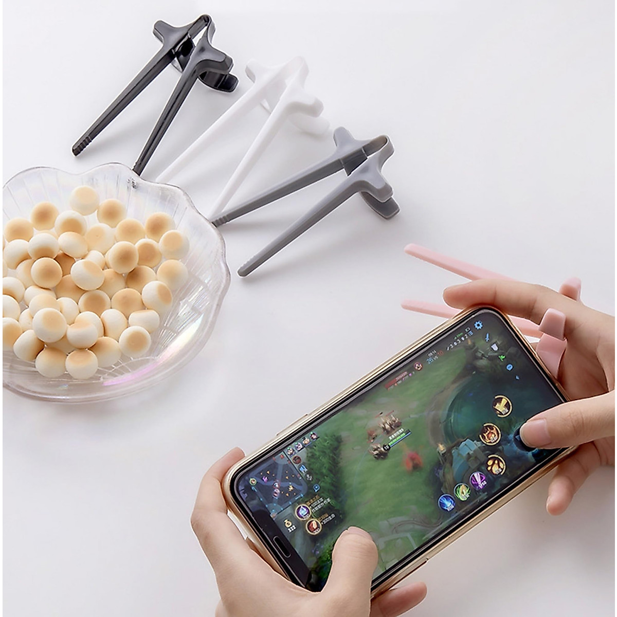 6 PCS & 4 COLORS!Gamer Finger Chopsticks,Snacking Innovation,Finger Chopsticks For Snacking,Gaming Snack Solution,Your Keyword for Seamless Snacking Fun!