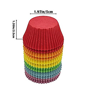 Mombake Standard Rainbow Bright Greaseproof Cupcake Liners Paper Baking Cups Assorted 6 Colors, 200-Count