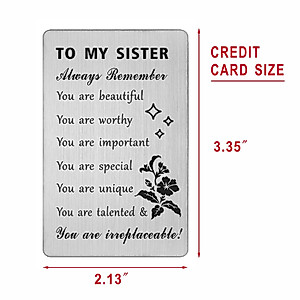 HYHYDHP Sister Birthday Gifts from Sister Brother - Compliment Gifts Wallet Card for Sister - Mothers Day Cards for Sister, to My Beautiful Sister Presents