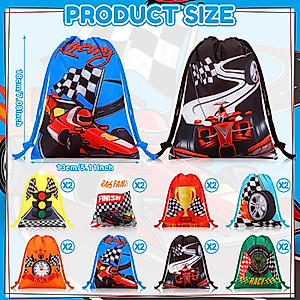 Paterr 24 Pcs Race Car Party Favor Goodie Bags Racing Drawstring Bags Race Car Gift Bags Candy Treat Bags for Boys Car Theme Birthday Baby Shower Decor Supplies, 7.09 x 5.12 Inches