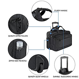 KROSER Rolling Laptop Bag for Men Women, Rolling Laptop Wheeled Briefcase for Business Fits Up to 17.3 Inch Laptop, Water-Repellent Wheeled Computer Bag Roller Case with RFID Pockets for Travel