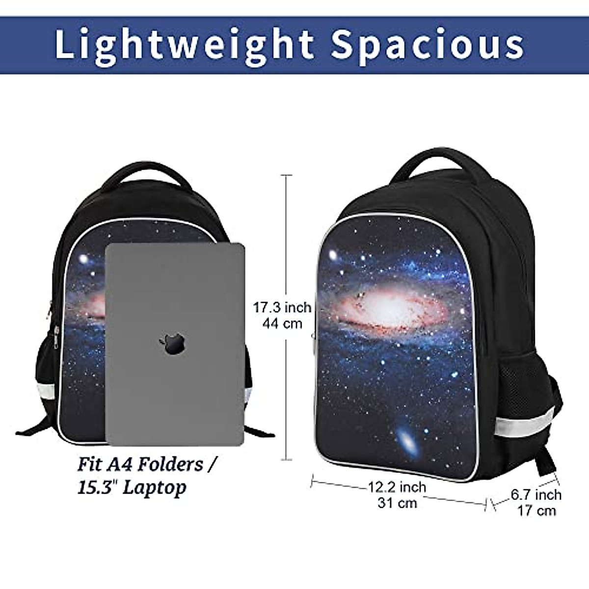 P ELEGANT PROTECTION Luminous Universe Space Galaxy 3D Print School Backpack Lightweight Students Bookbag for Kids