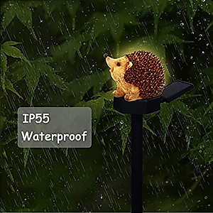BQOQB Upgraded Solar Garden Lights Outdoor Decor, Solar Hedgehog Stake Lights LED, IP65 Waterproof Hedgehog Yard Patio Decorative Lights（Sit）