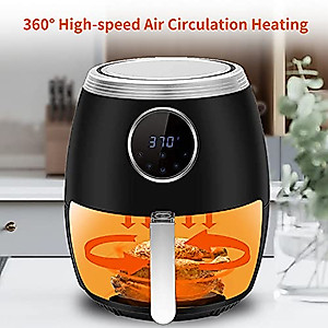 ZAFRO Electric Hot Air Fryer 6-Quart 1500 Watts, Oven Cooking with Temperature Control, Extra Hot Air Fry, Cook, Crisp, Broil, Roast, Bake, 7 Presets with Recipe Book, LED Dispiay, Black