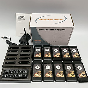 SHIHUI 10 Pager buzzers 1 keypad Queue Number Call Wireless Calling System Queue Call Restaurant Paging System for Restaurant Church Food Truck Coffee Shop Office