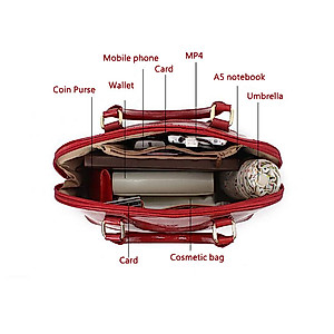 Yan Show Women's Wild Patent Leather Top Handle Purse Elegant Handbag Multi-Pocket Shoulder Bag Black