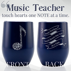 Onebttl Teacher Appreciation Gifts 12oz Wine Tumbler with Lid for Christmas, Appreciation Day, End of Term from Student - Music, Piano Teacher