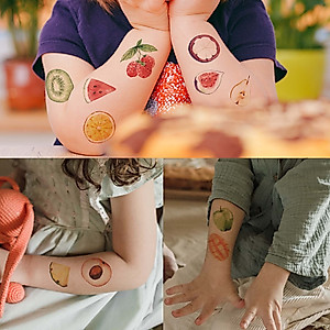 Everjoy Realistic Temporary Tattoos - 41 Designs, 20 Pcs, Waterproof Watercolor Fruits Tattoos for Kids