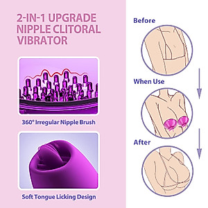 Nipple Clitorals Vibrator Adult Toys - Women Sex Toy Vibrating Nipple Toy Sucker Massage with 10 Vibration 10 Tongue Licking Modes, Rechargeable Female Adult Sex Toys Games for Women Couples Pleasure
