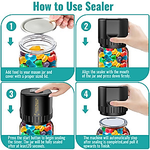 M13 Auto Electric Mason Jar Vacuum Sealer - 2024 Upgrade Smart Jar Vacuum Sealer for Mason Jars with Wide and Regular Mouth Canning Jar Lids Portable - Easy to Use - Mason genie vacuum sealer kit