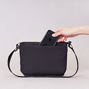 Hellolulu CANA Compact Crossbody Bag, Water Resistant Lightweight For Daily Use Travel Men Women, Roomy for Wallet Purse Phone, Black