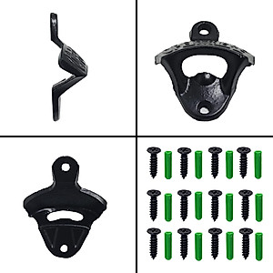 Luwanburg 6 PCS Black Cast Iron Beer Bottle Opener Wall Mounted Bottle Cap Opener Open Here for Man Cave Patio Bar