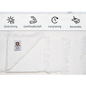 GOLD TEXTILES Fantasy Collection Premium Bathroom Towel Set Includes Oversized Bath Towel (27x54) - Hand Towel (16x30) 2 washcloths (13x13) - Perfect for Gift, Home,Hotel –Lightweight(White, Elegance)