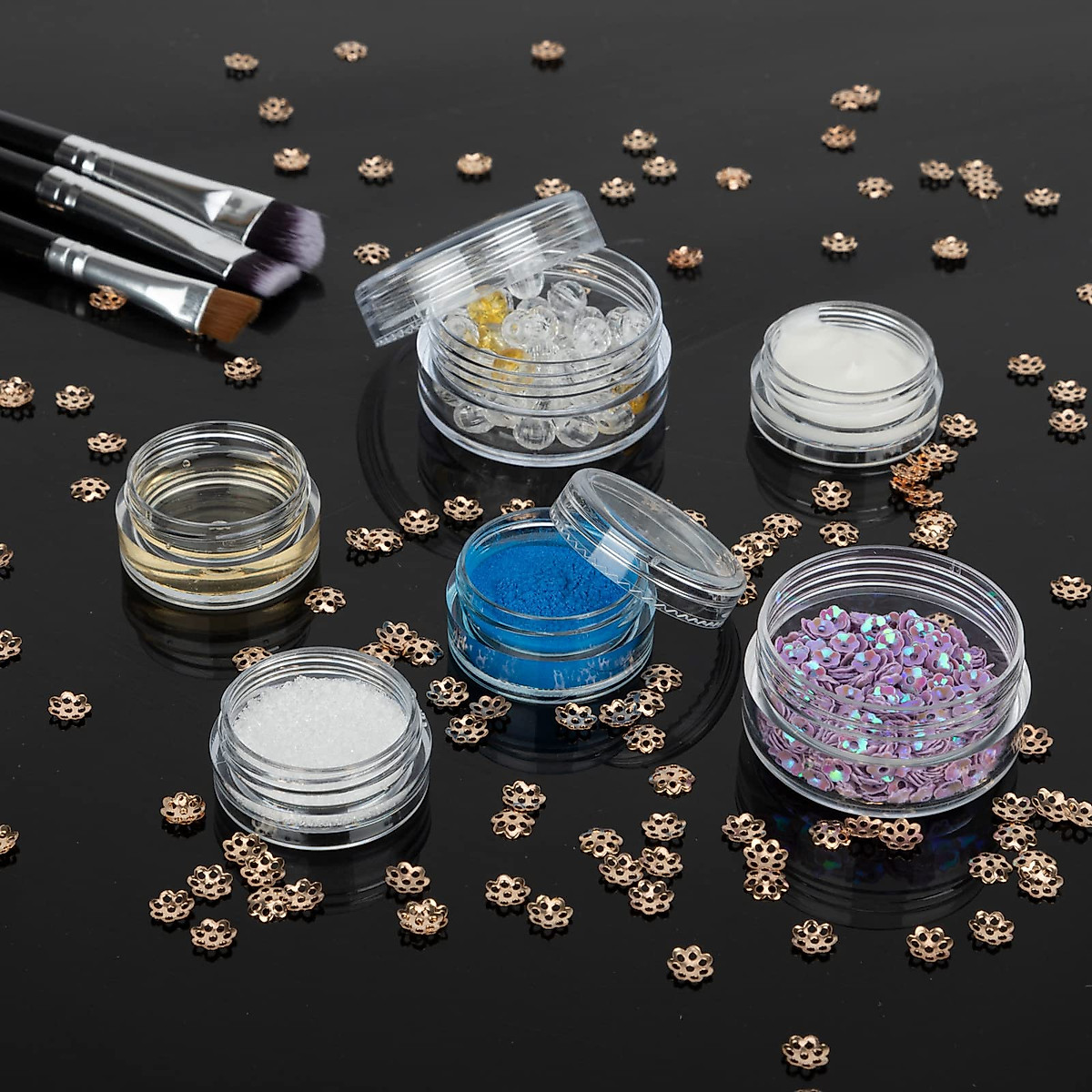 Cosmetic Containers Sample Jars Tiny Makeup Sample Containers with lids，Clear Lid