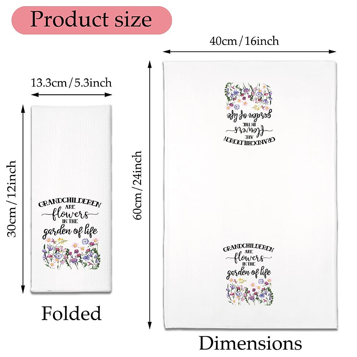 Hafhue Grandchildren are Flowers in The Garden of Life Funny Kitchen Towel Gifts for Women Sisters Friends Mom Aunts Grandmama, Housewarming Gift New Home Gift for Women Neighbors, Grandmama Gifts